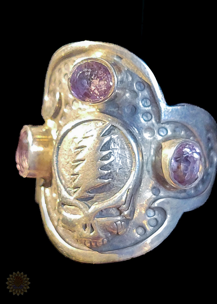 Grateful Dead Sterling Silver Ring with Amethyst – The Sensi Side Gallery